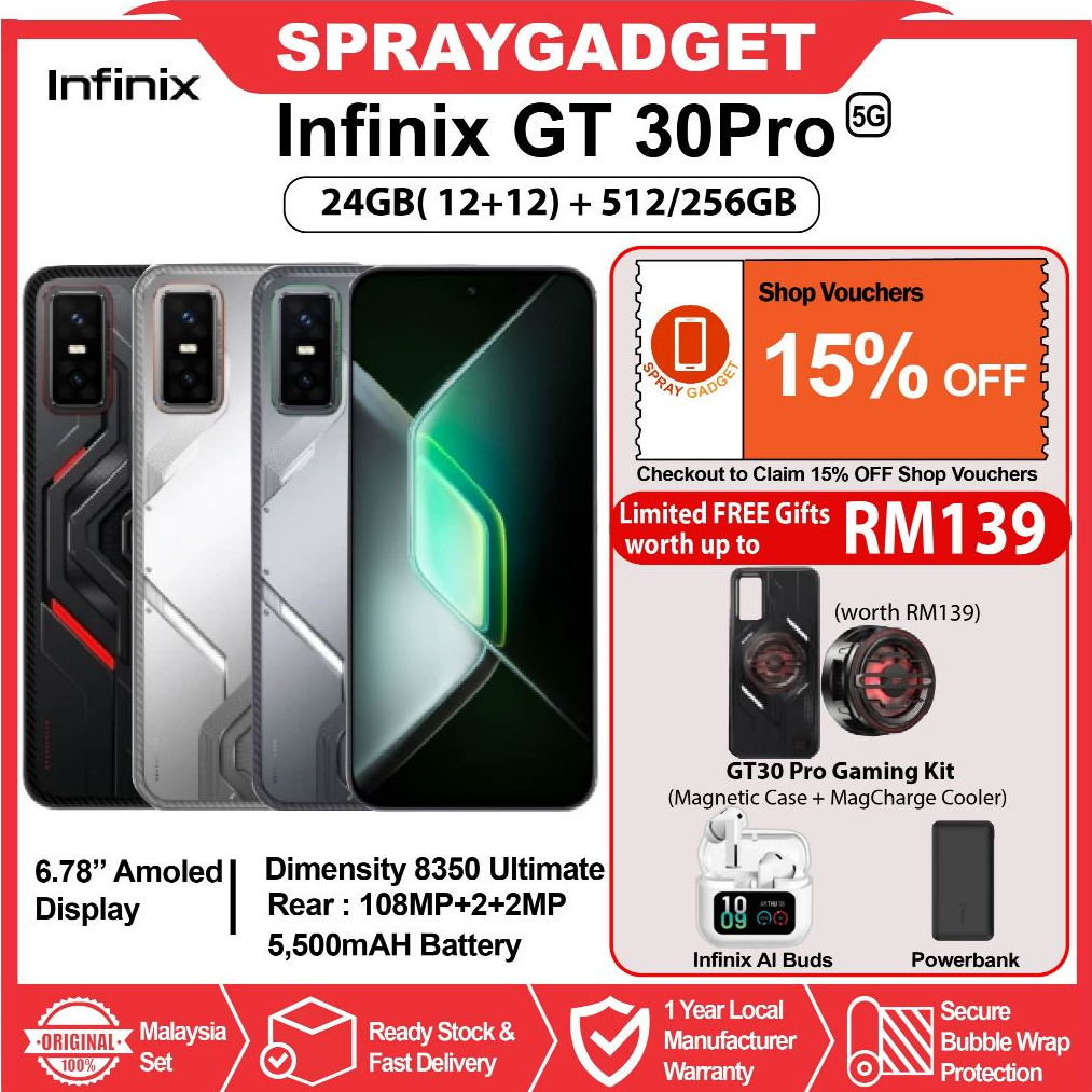 Infinix GT 30 Pro 5G 24GB*(12+12)RAM l 512GB ROM l GT Trigger System l ...