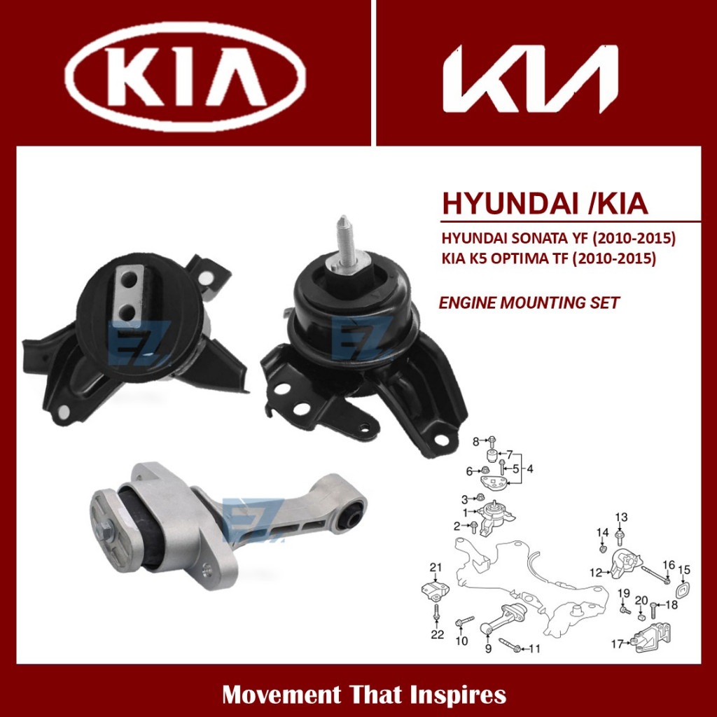 [3 IN 1]- ENGINE MOUNTING SET HYUNDAI SONATA YF 2.0 / 2.4 2010-2014 ...
