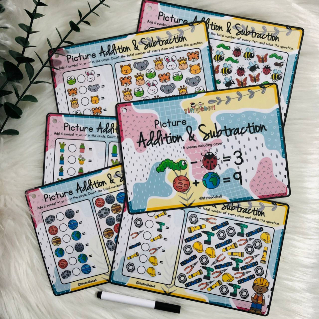 Picture Addition and Subtraction - laminated activity with marker ...