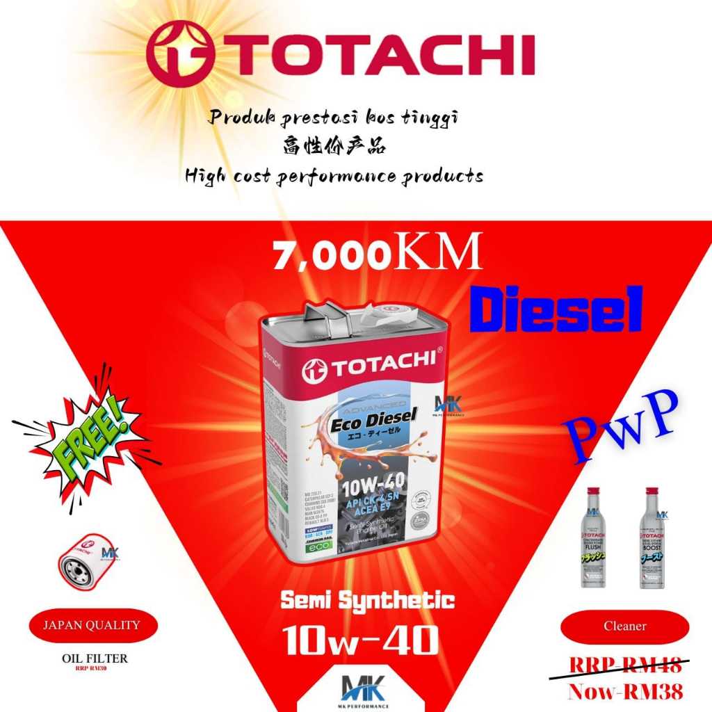 ORIGINAL - TOTACHI JAPAN Engine Oil 10W40 ECO DIESEL Semi Synthetic 4L ...