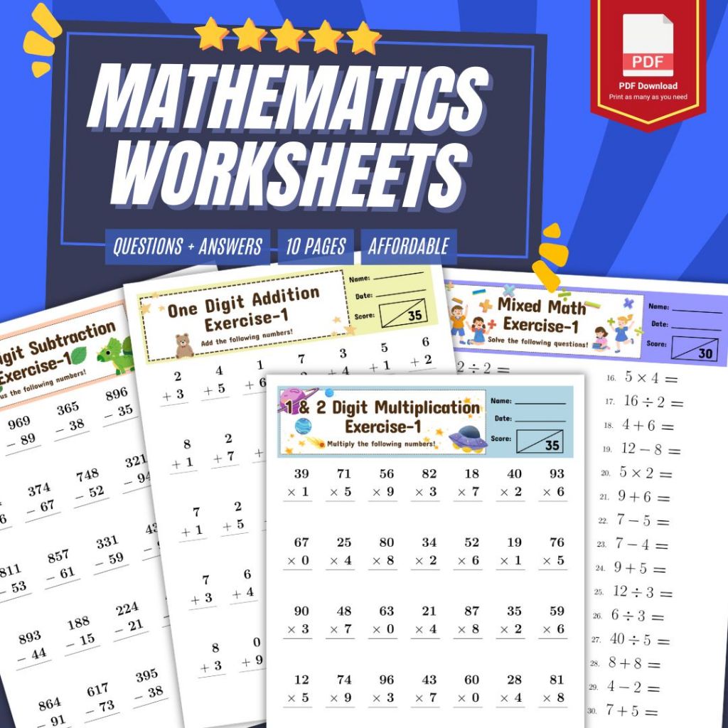 Printable Mathematics Worksheets | Addition, Subtraction and ...