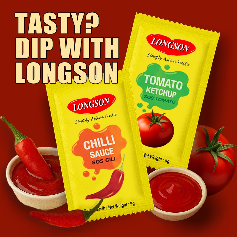 🔥HOT DEAL🔥 Longson Chili Sauce Tomato Ketchup 9g 50pcs Individual Pack ...