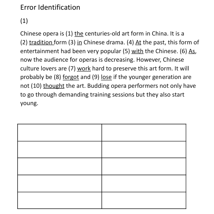Error Identification Correction for UEC/form 1/form 2/ form3 students ...