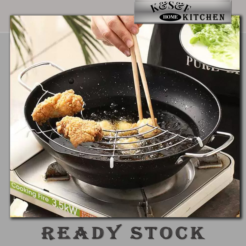 (Ready Stock )Japanese Style Tempura Frying Pot Portable Deep Fryer Non ...