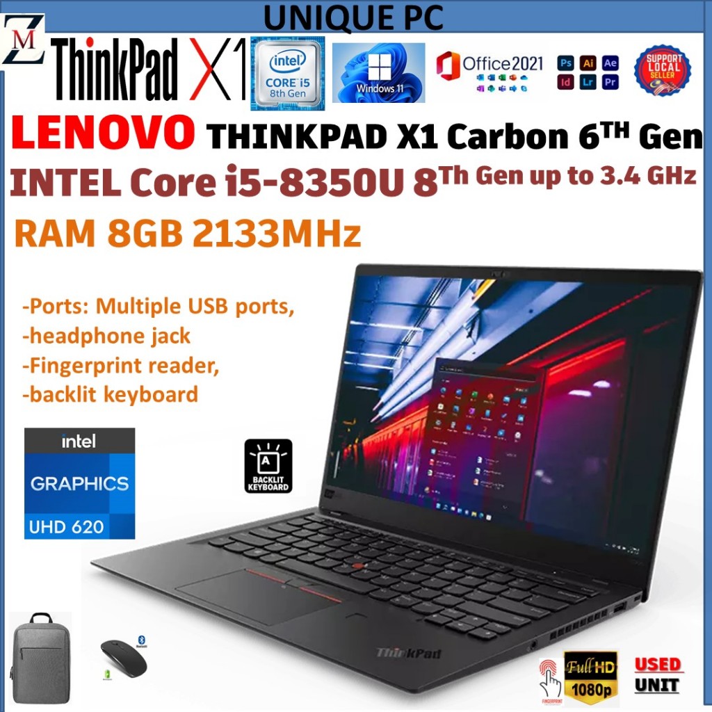 Lenovo ThinkPad X1 Carbon 6th Gen Ultrabook Intel Core i5 (8th Gen ...