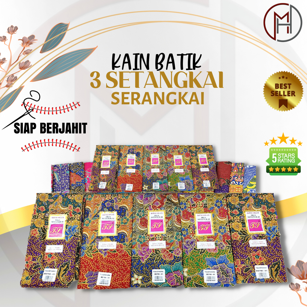 Kain Batik Halus Tiga Setangkai Bundle Wholesale (1 Ikat = 10 Helai ...
