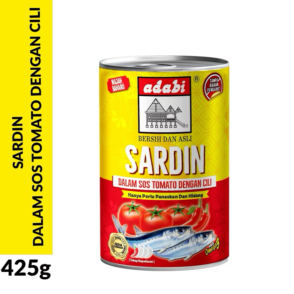 Adabi Sardin dalam Sos Tomato dengan Cili 425g | Shopee Malaysia
