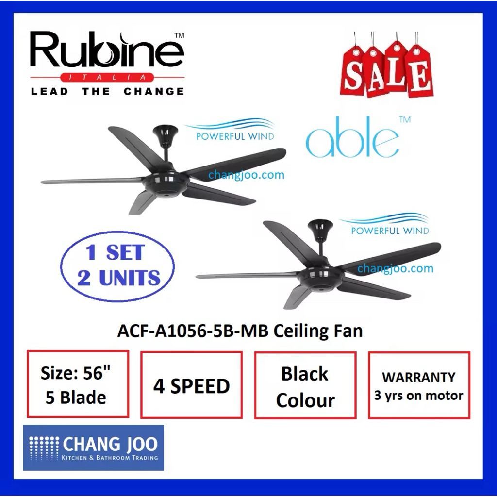 Rubine Able ACF-A1056-5B-MB Ceiling Fan (2 UNITS)/ceiling fan/Able/Rubine | Shopee Malaysia