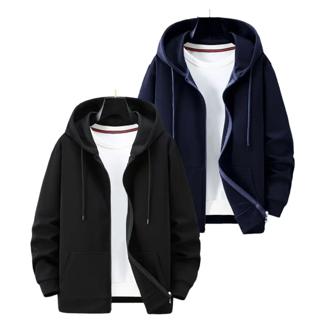 (S-6XL)Unisex Lightweight Zip-Up Hooded Jackets Casual Cotton Blend ...