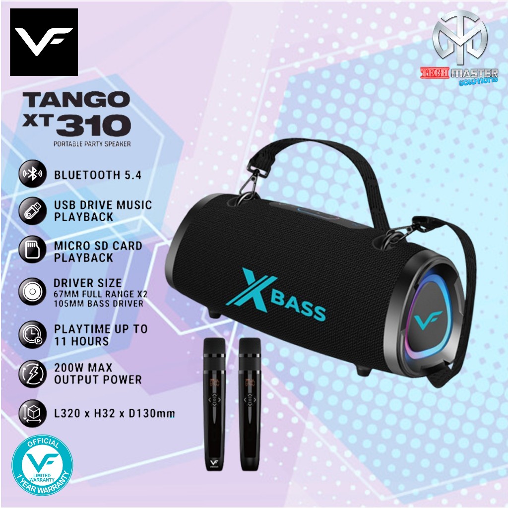 Vinnfier Tango XT310 200W Portable X-Bass Wireless Karaoke Speaker with ...