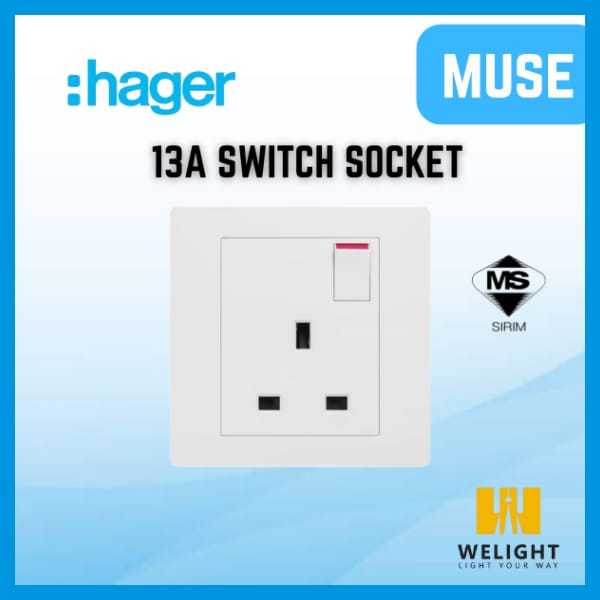 Hager Muse 13A Single Switch Socket Outlet ( SIRIM APPROVED ) | Shopee ...
