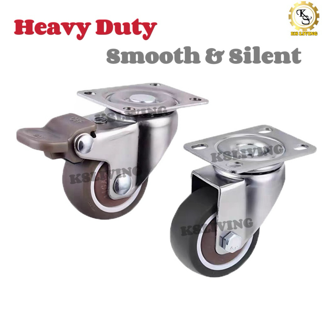 Kim.S 2 inch (50mm) Heavy Duty TPR Caster Soft Rubber Silent Roda ...