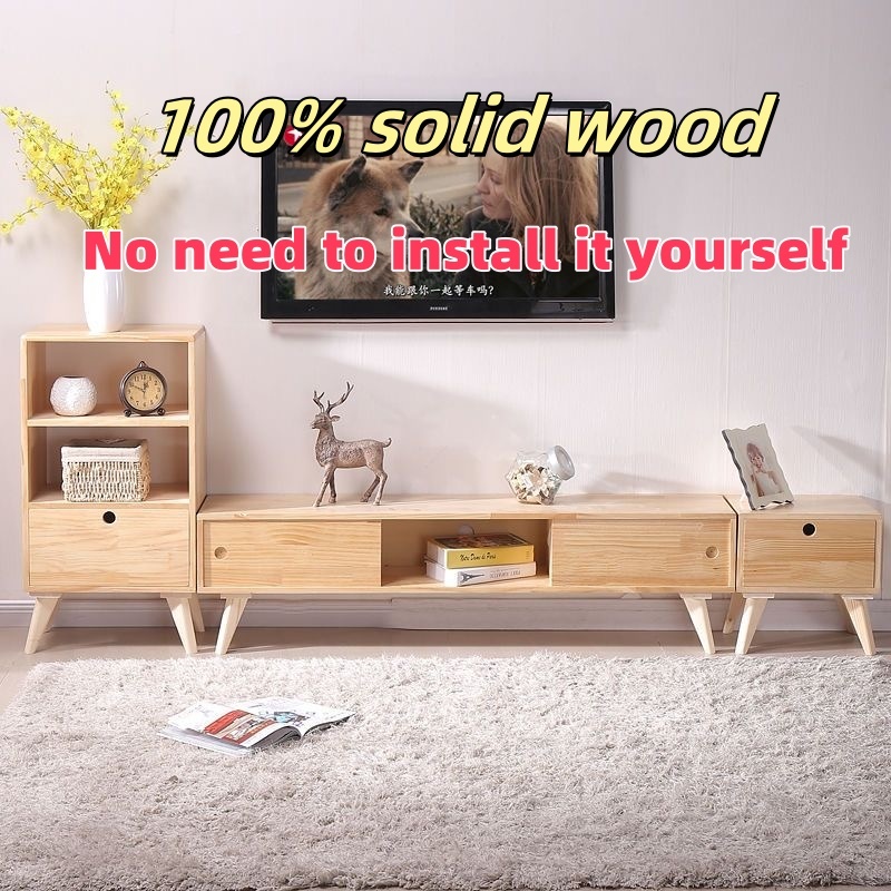 Nordic storage cabinet drawer Solid Wood simple TV Cabinet with 2 ...