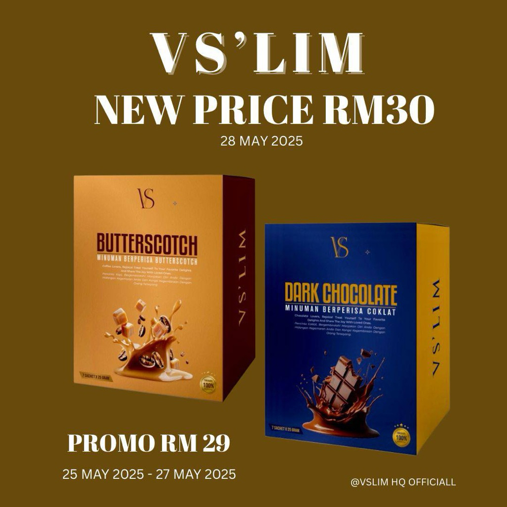 V SLIM CHOCOLATE DAN BUTTERSCOTCH NEW PAKAGING ORIGINAL BY DYNA YUSOF ...