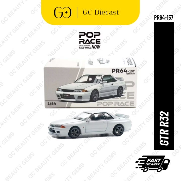 READY STOCK Pop Race | PR64-157 GTR R32 | Crystal White | Shopee Malaysia