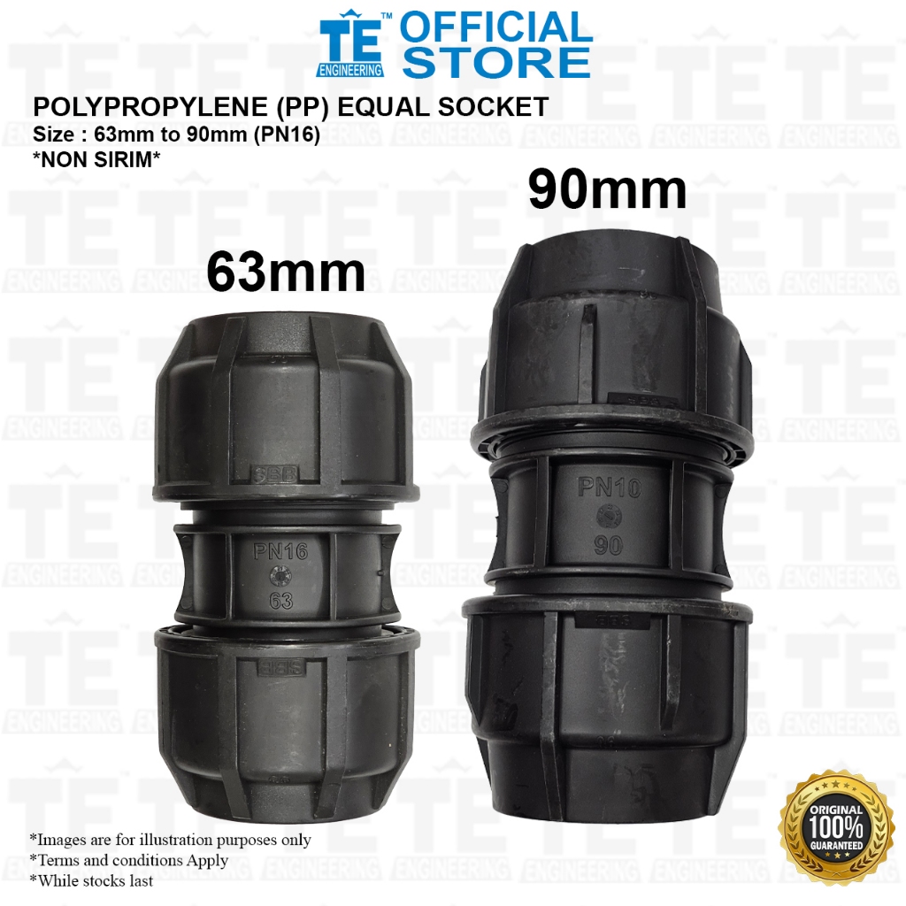 POLYPROPYLENE (PP) EQUAL SOCKET Size : 63mm to 90mm (PN16) POLY ES SBB ...