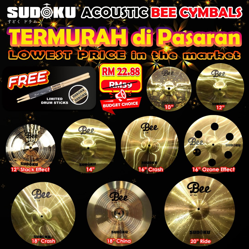 Soduku Bee Acoustic Drum Cymbal | Shopee Malaysia