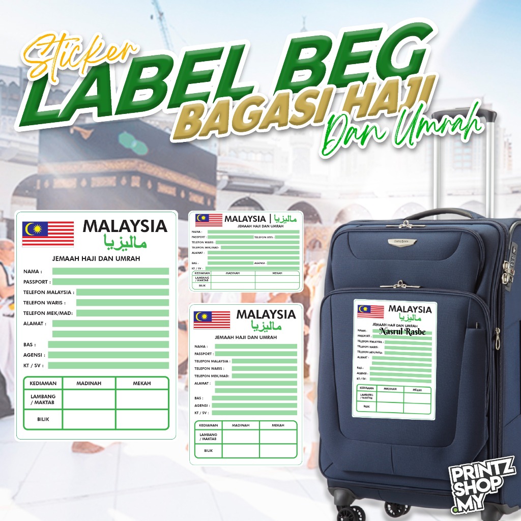 STICKER BAG HAJI/UMRAH - Premium sticker WATERPROOF | Shopee Malaysia