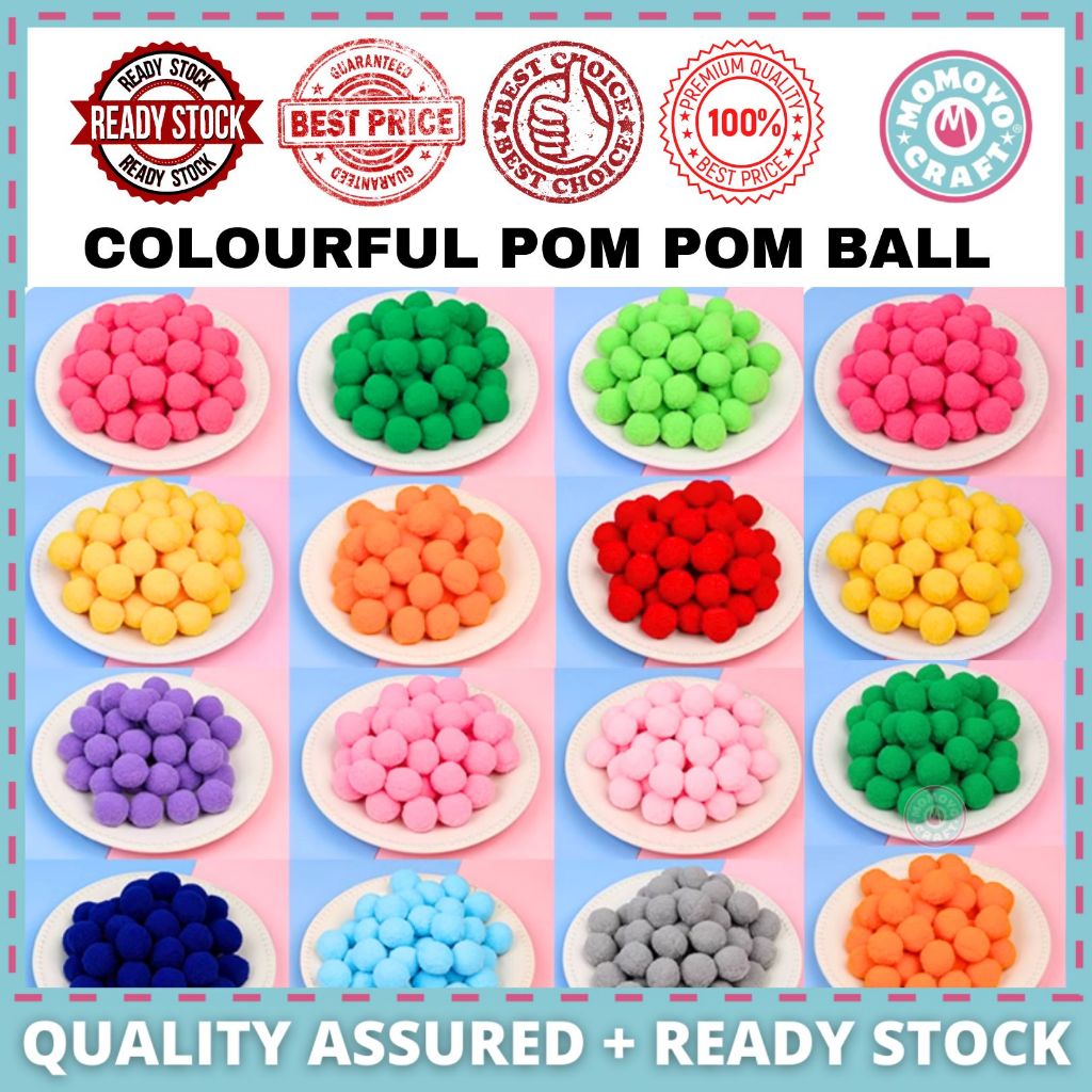 Momoyocraft Colourful Pom Pom Ball Sensory Play Craft Fluffy Soft ...