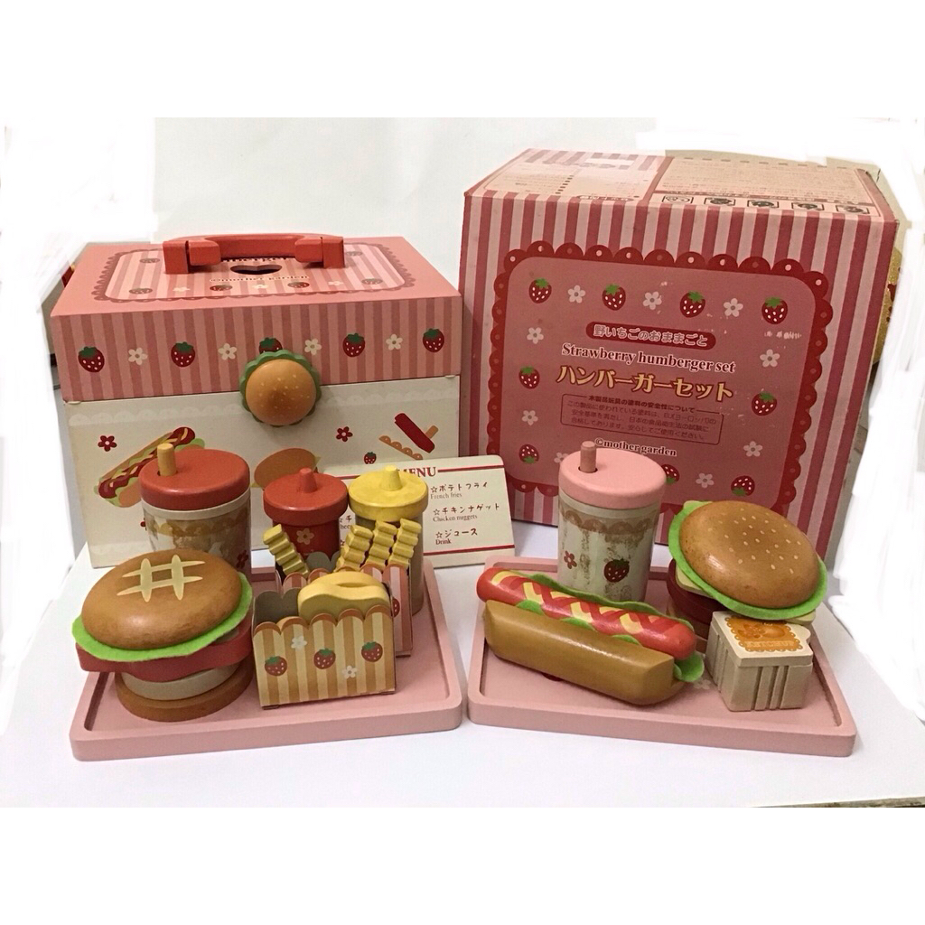 original Japan Mother Garden Wooden Toy Strawberry Humberger Set ...