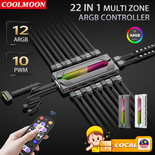 CoolMoon New Multi Zone ARGB Controller 22 in 1 PWM ARGB Wireless ...
