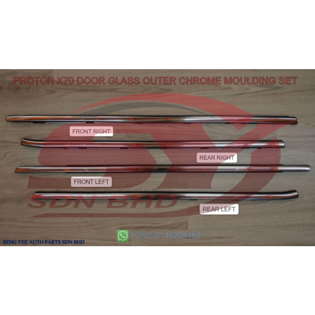 PROTON X70 DOOR GLASS OUTER MOULDING SET (CHROME) (ORIGINAL) | Shopee ...
