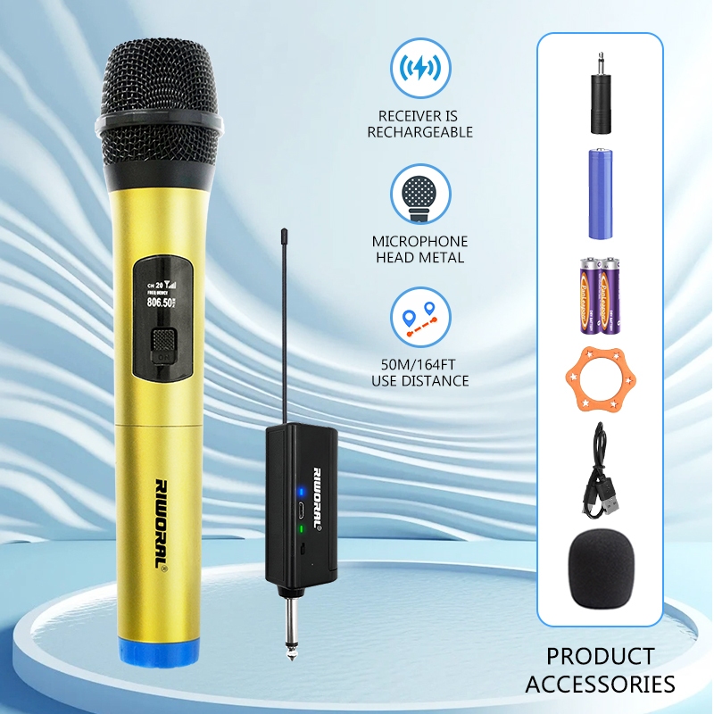 Wireless Microphone UHF Dual Handheld Microphone Portable Microphone ...