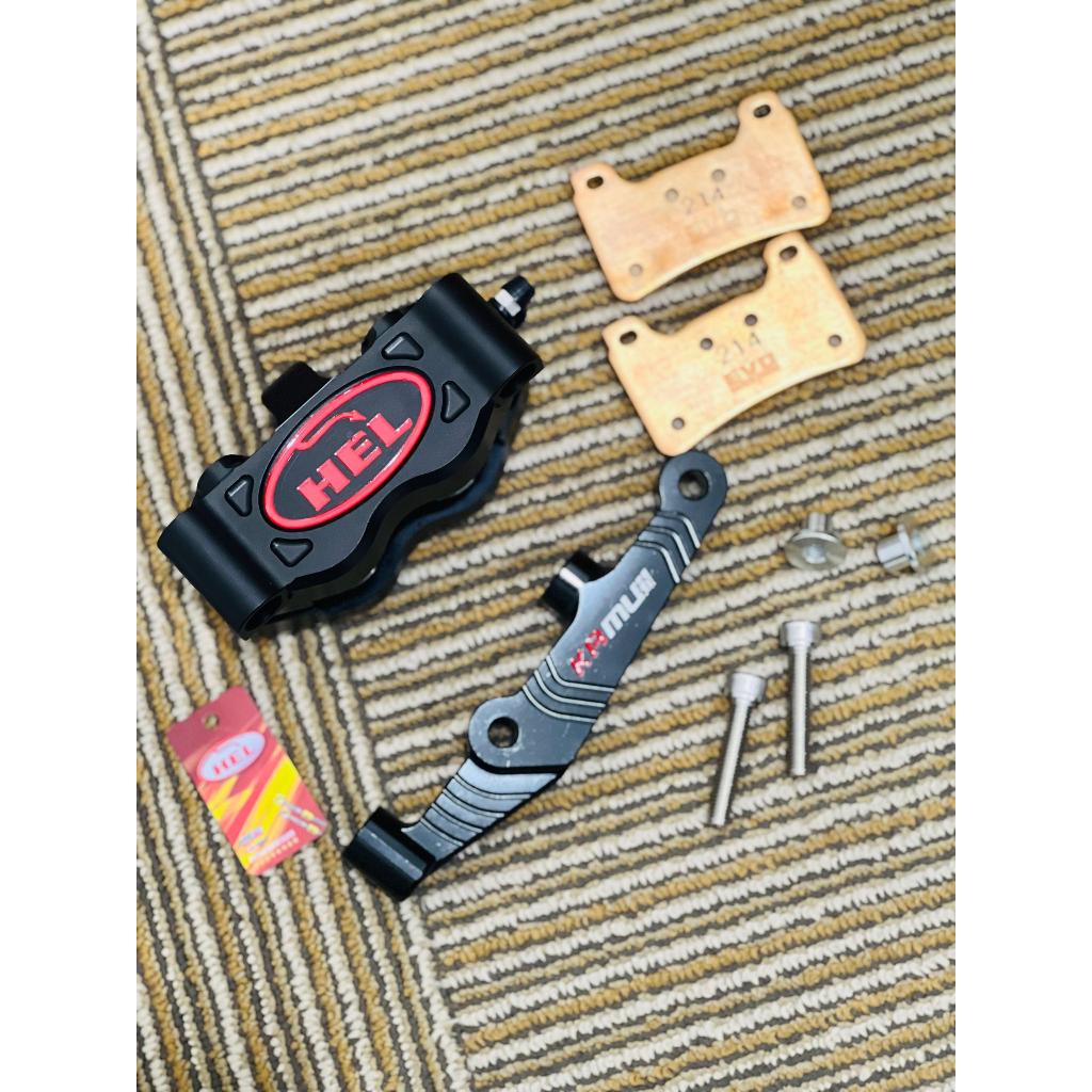 HEL Caliper + Bracket Set! Brake Caliper Black 4Pot Red Logo LC135 Y15 ...