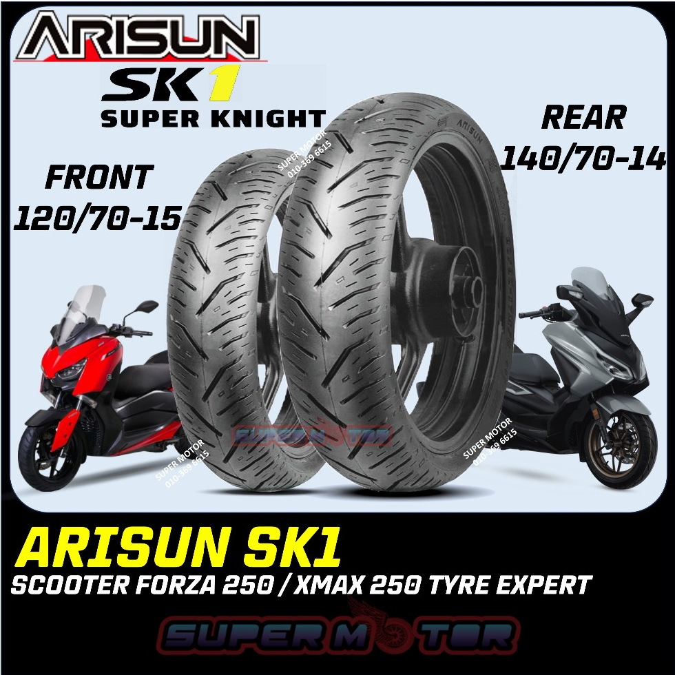 TAYAR SCOOTER YAMAHA XMAX HONDA FORZA 250 ARISUN SK1 FRONT 120/70-15 ...