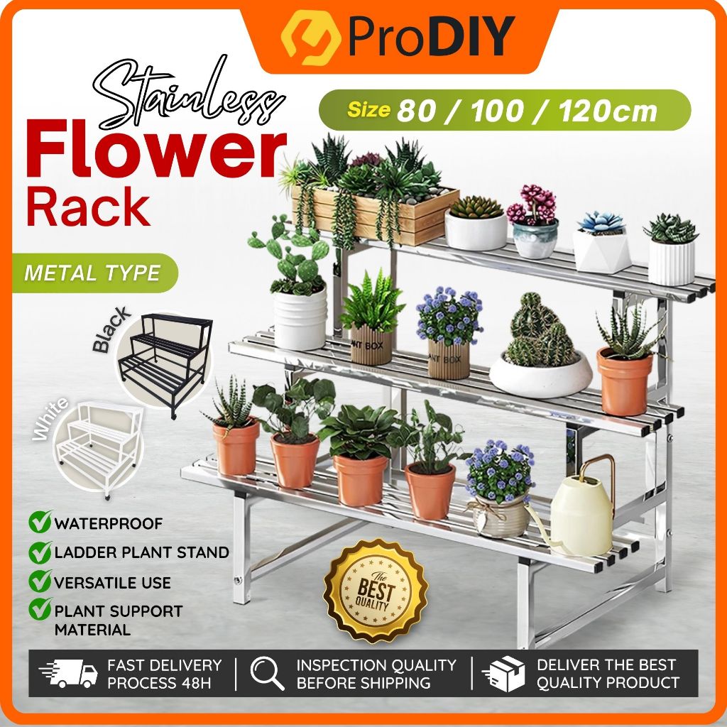 3 Tier Flower Rack Multi Layer Rack Pots Garden Steel Rack Ladder Plant ...