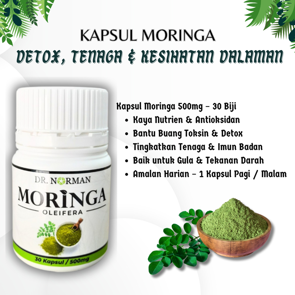 KAPSUL MORINGA OLEIFERA DR NORMAN 500MG – DAUN KELOR ASLI, DETOX ...