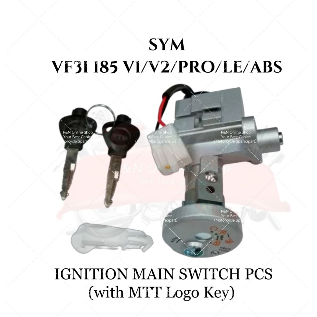SYM VF3I 185 V1/V2/PRO/LE/ABS IGNITION MAIN SWITCH PCS with MTT Logo ...
