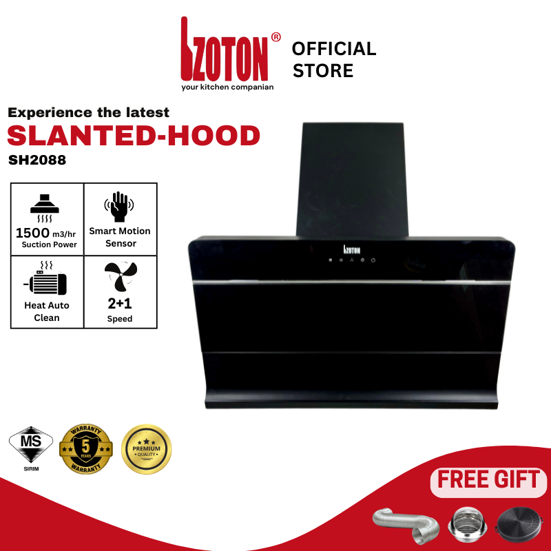 IZOTON Slanted Hood SH2088 (1500m3/h) Auto Clean Kitchen Cooker Cooktops Hood Masak Penyedut ...