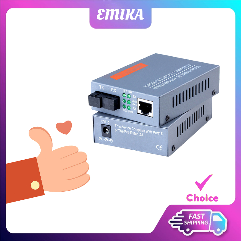 Emika Choice Gigabit Fiber Optical Media Converter 1000Mbps Single Mode Single Fiber SC Port ...