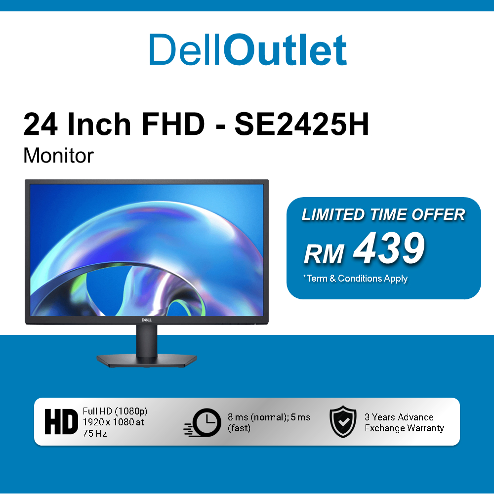 Dell SE2425H 24" Full HD monitor with Wide Viewing Angle (1920 x 1080 ...