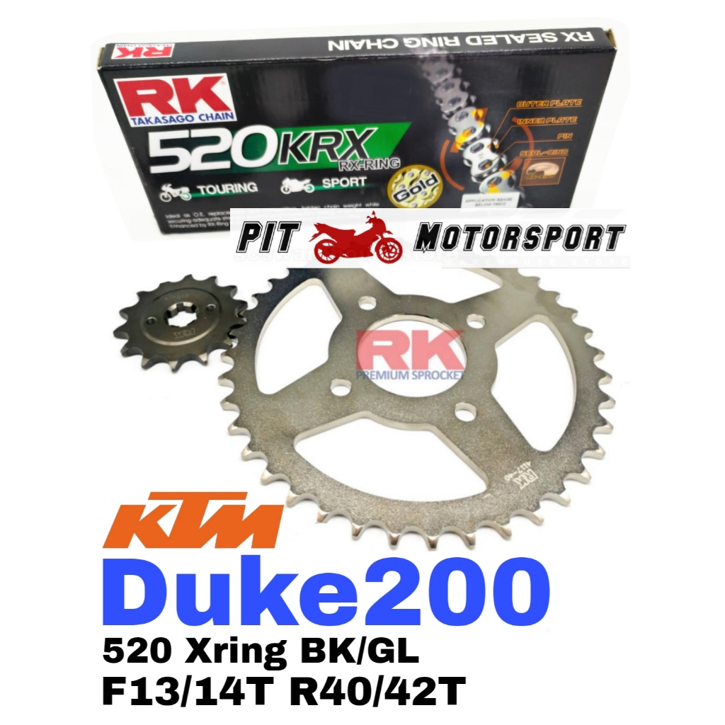 RK Sprocket Set KTM Duke 200 1st Model 4 Hole 520 KRX X-Ring Black ...
