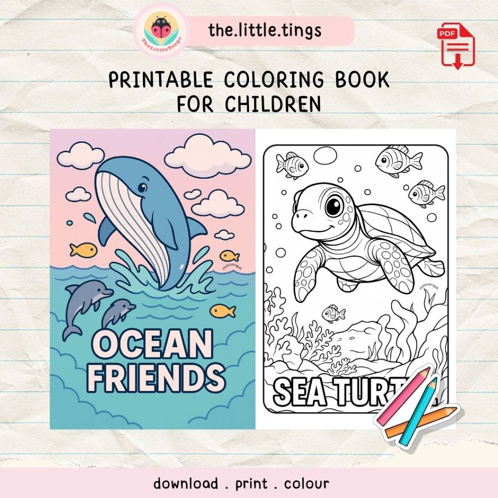 (PDF) Kids Coloring Book: Ocean Friends | Learn & Color Ocean Creatures ...