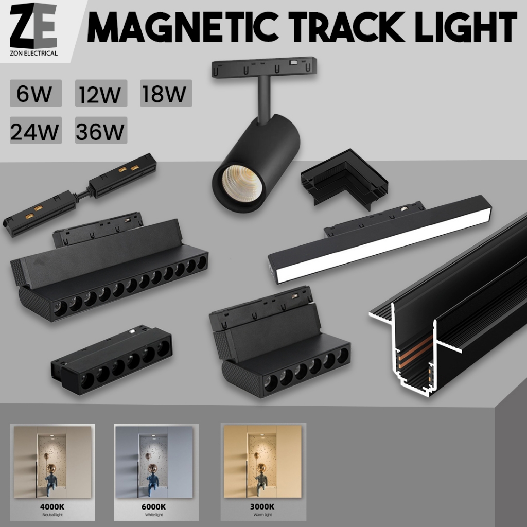 Magnetic Track Light Lampu Trek Magnetik Track Rail Ceiling Light ...