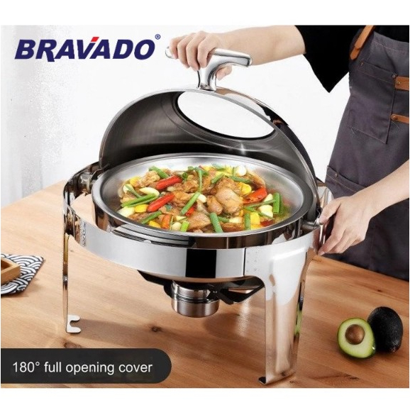 BRAVADO 721 47cm Stainless steel round roll top chafing dish / buffet ...