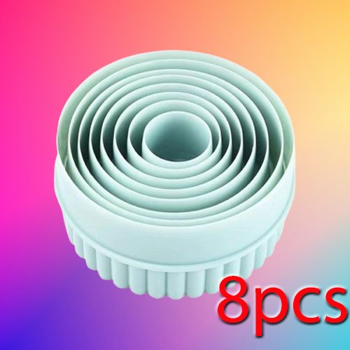 Multi Size Combined Plain/Fluted Round Shape Cutter Set 8 pcs Round ...