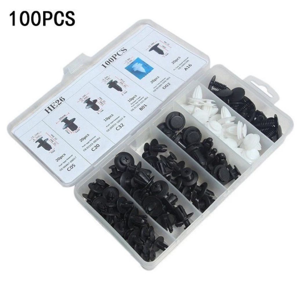 100Pcs Mixed Car Fastener Clip Push Retainer Pin Rivet Bumper Door Trim ...