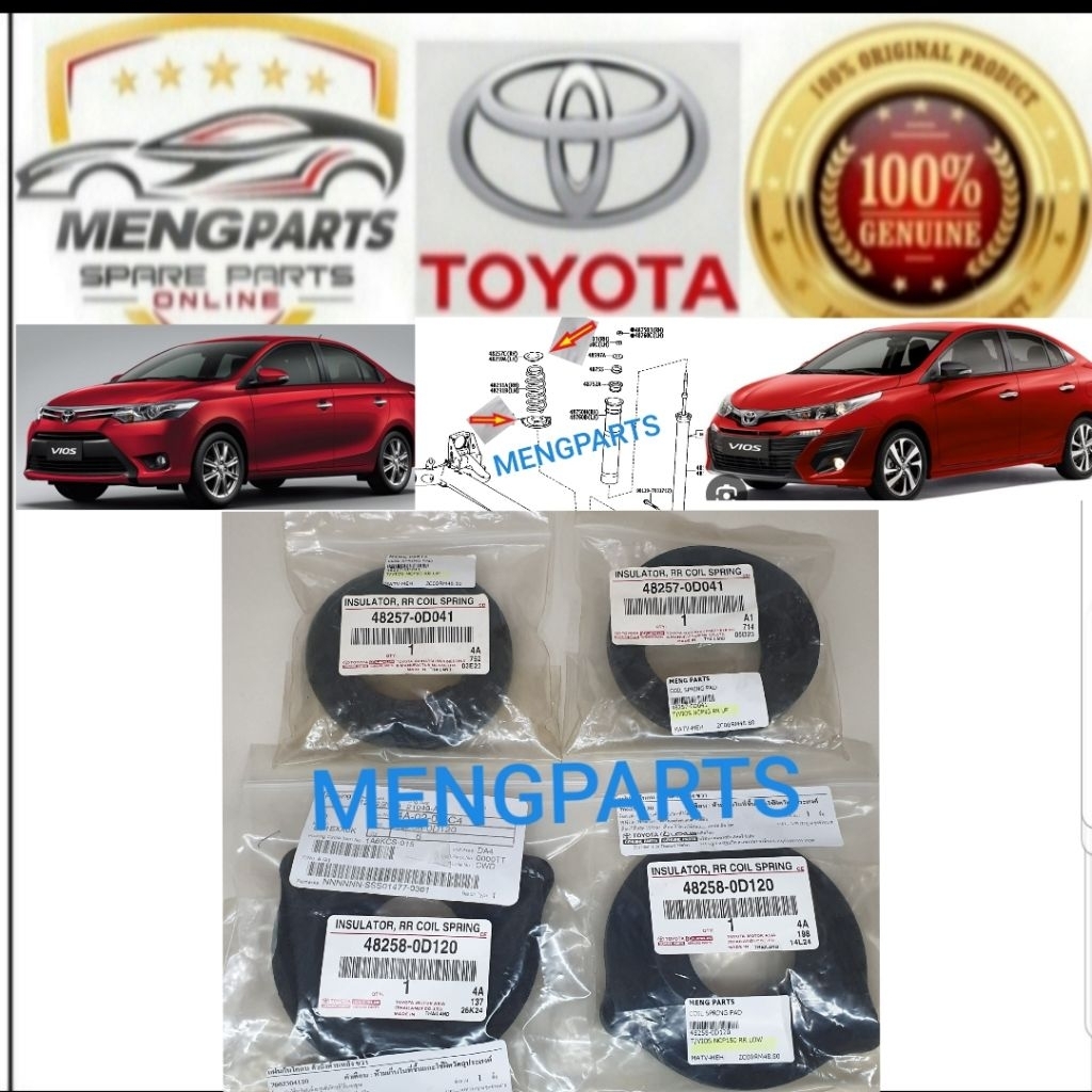 ORIGINAL 💯% TOYOTA VIOS NCP150 ,NSP151 REAR COIL SPRING RUBBER PAD TOP ...