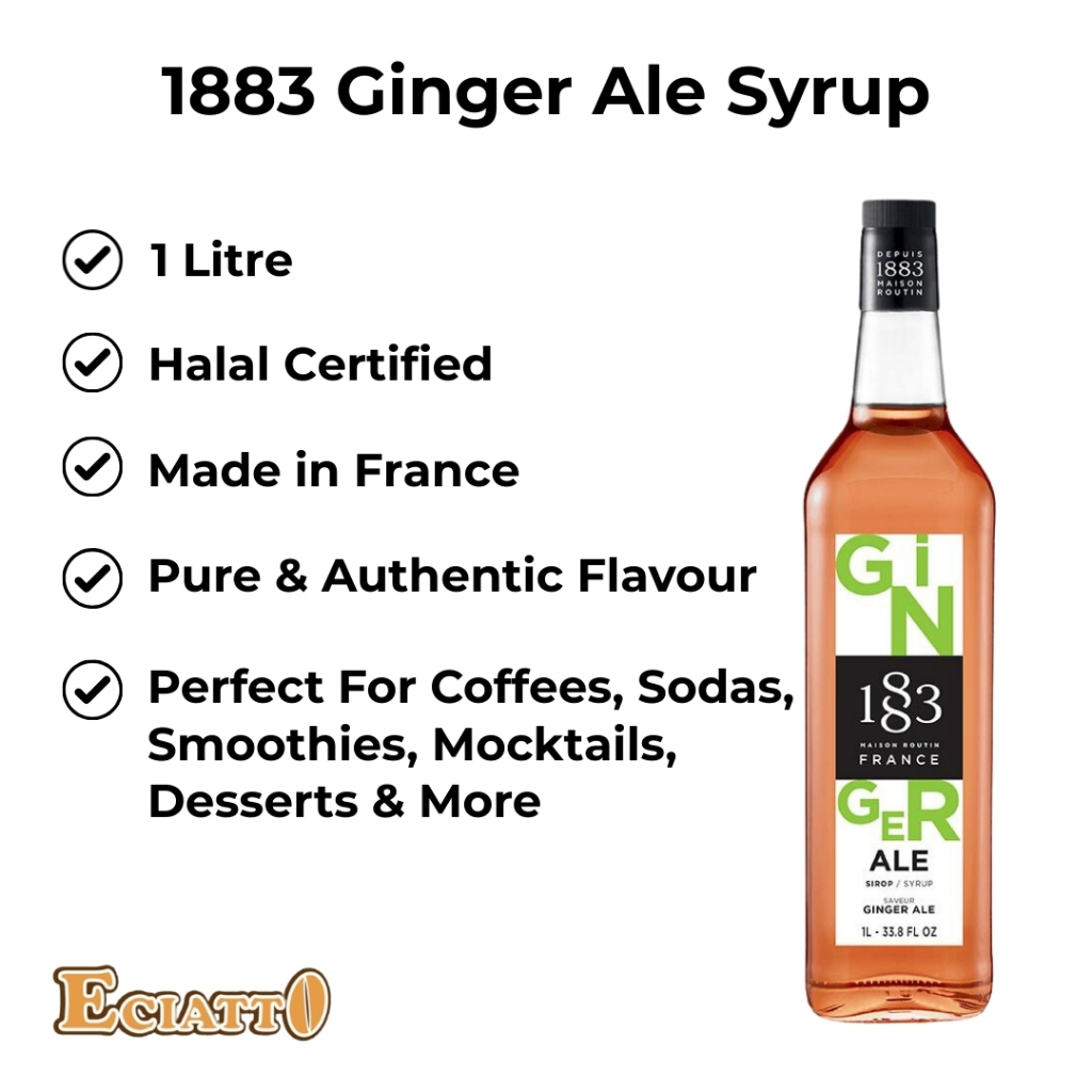 1883 MAISON ROUTIN Ginger Ale Syrup 1L For Sparkling Soda Syrup Sugar ...