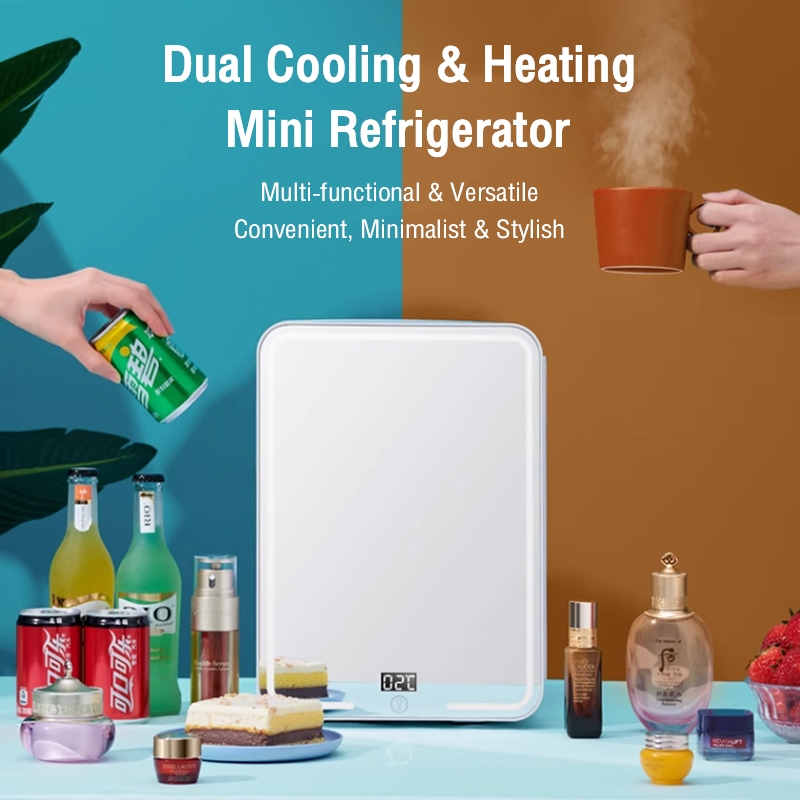 Peti sejuk Mini Fridge Bedroom Refrigerator LED Light Mirror Makeup ...