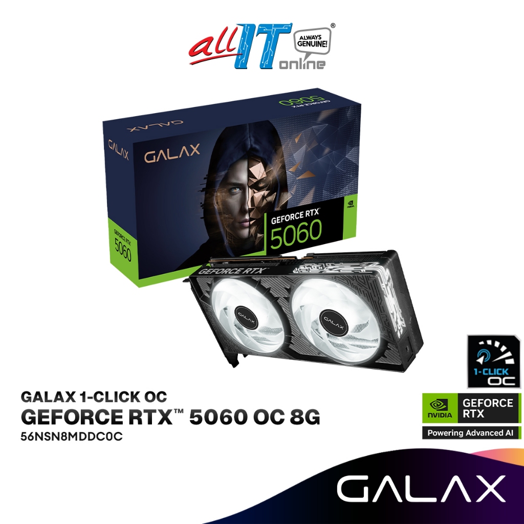 GALAX GeForce RTX 5060 1-Click OC 2X GDDR7 Graphics Card | 56NSN8MDDC0C ...