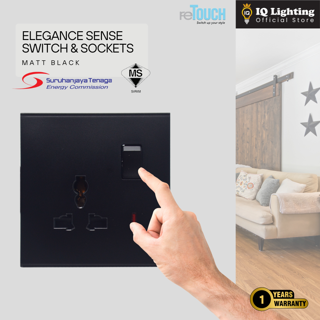 [MATTE BLACK] reTouch Switch Elegance Sense 16A Wall Switch 13A 15A 20A ...
