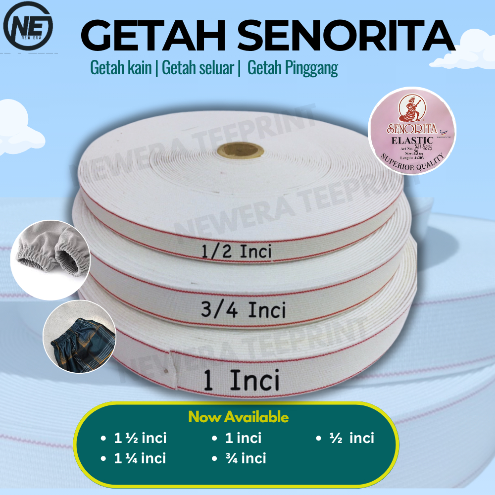 ELASTIC BAND(GETAH KAIN)-BRAND SENORITA-ROLL BESAR | Shopee Malaysia