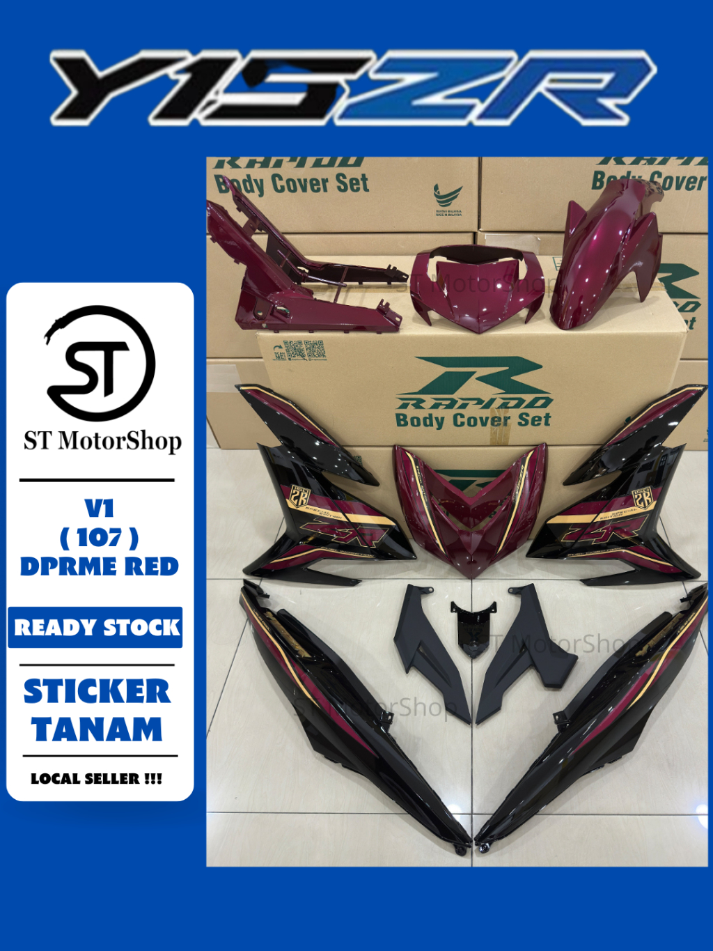 Yamaha Ysuku Y15zr V1 V2 SE (107) Red Blue Sticker Tanam Stripe Tanam ...