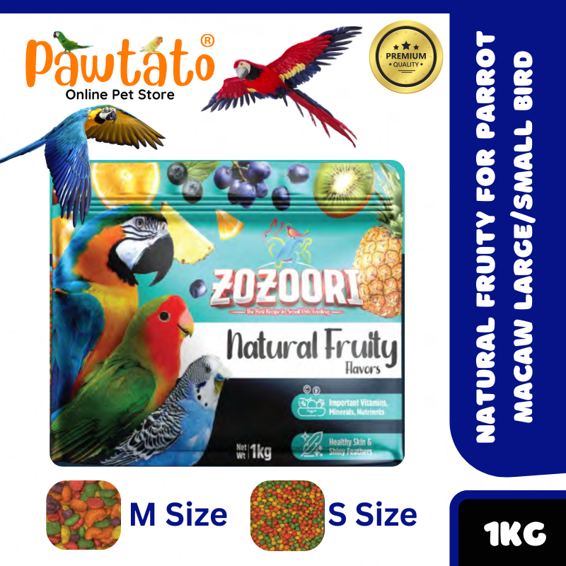 🔥ZOZOORI Natural Fruity Flavor Bird Food Parrot Macaw Lorikeet Parakeet ...