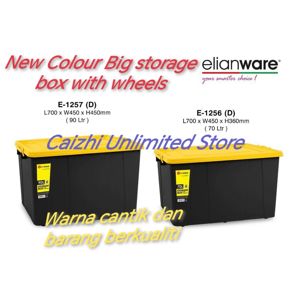 Elianware 1256/D (70L), 1257/D (90L)Big storage box with Wheel | Shopee Malaysia